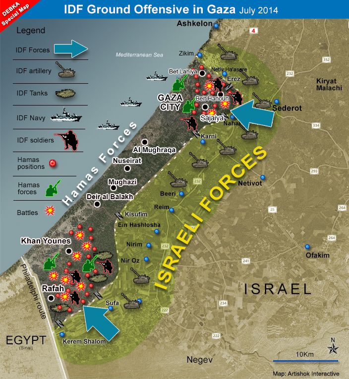 DEBKA Map of the Current IDF Ground Offensive - My Western Wall